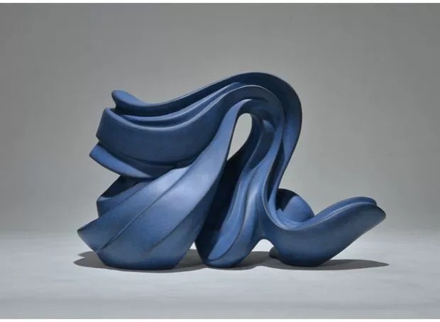 Gray Blue Resin Art Sculpture Abstract Indoor Floor Statues Square ...